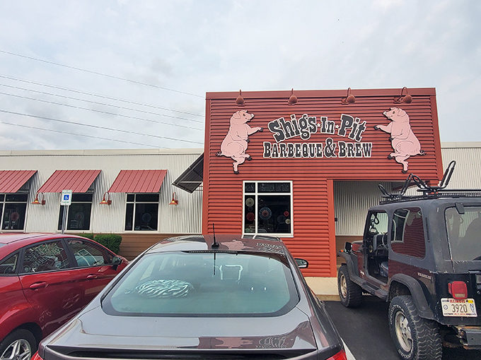 Those dancing cartoon pigs aren't just cute &ndash; they're sentinels guarding a temple of smoke where barbecue dreams come true.