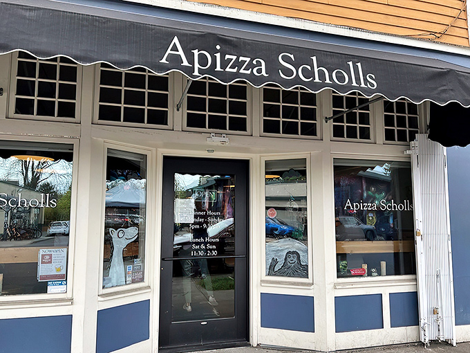Welcome to pizza paradise! Apizza Scholls' unassuming exterior hides a world of flavor within, proving that great things come in modest packages.