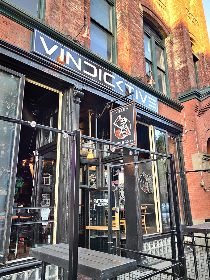 Welcome to flavor paradise! Vindicktive's brick facade hides a world of wing wonders, where napkins tremble and taste buds rejoice.