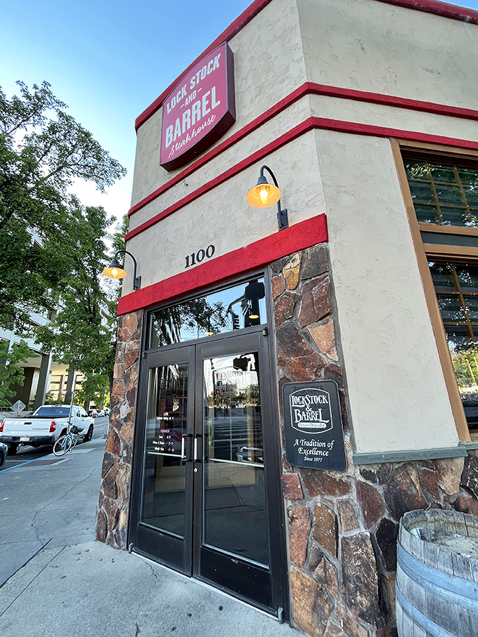 The corner steakhouse that's been calling Boiseans home since 1977. That barrel by the door isn't just decoration&mdash;it's a promise of the old-school delights awaiting inside.