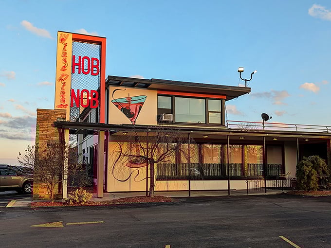 Welcome to the HobNob, where retro charm meets modern appetite. This neon-lit beacon of culinary nostalgia is your gateway to a world of prime rib and classic cocktails.