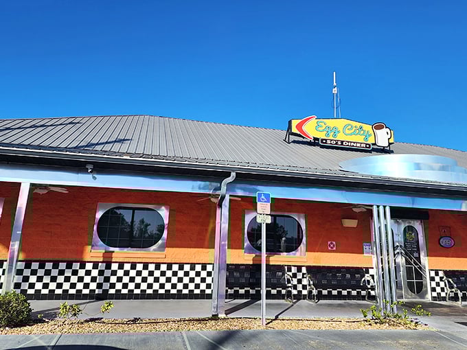 Welcome to Egg City, where breakfast dreams come true and calories don't count! This retro-chic diner is like a time machine with waffles.