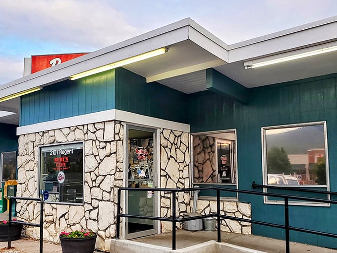 Ruby's Cafe: Where teal dreams and stone walls collide in a retro-chic diner paradise. It's like the 1950s got a Montana makeover!