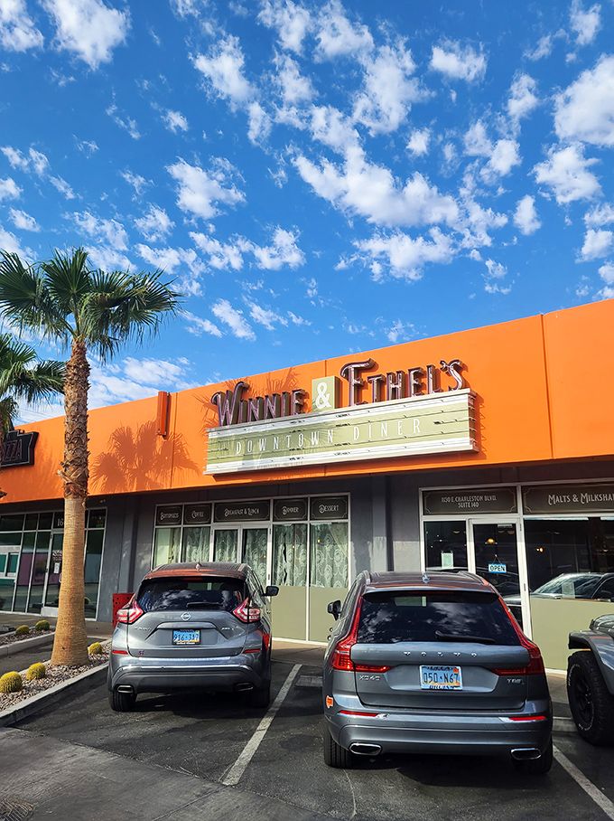 A slice of retro heaven! Winnie & Ethel's vibrant orange exterior is like a beacon for hungry souls, promising comfort food and a dash of nostalgia.