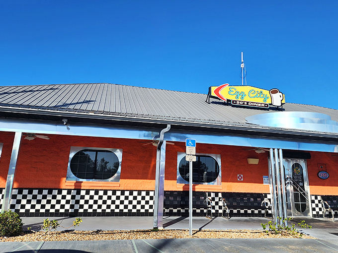Welcome to Egg City, where breakfast dreams come true and calories don't count! This retro-chic diner is like a time machine with waffles.