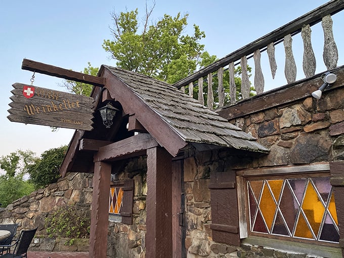 Swiss chalet meets Southern charm! This rustic entrance is like a portal to a European getaway, right in the heart of Arkansas.