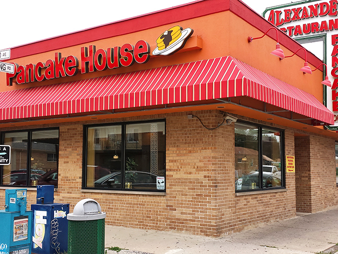 A beacon of breakfast bliss! Alexanders' vibrant exterior promises pancake perfection and morning magic, like a sunrise for your taste buds.