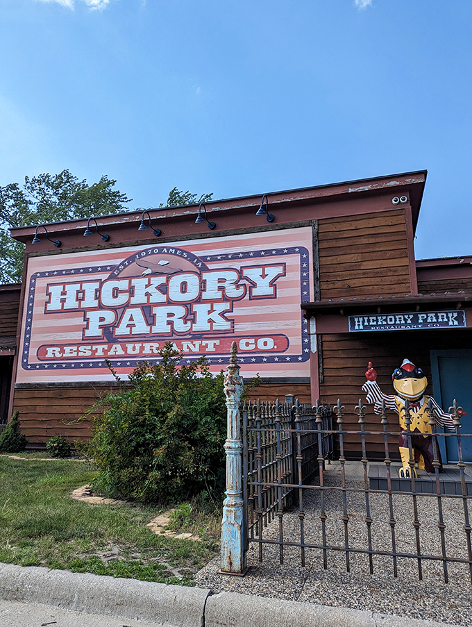 Welcome to barbecue paradise! Hickory Park's rustic exterior promises a smoky adventure that'll make your taste buds do a happy dance.