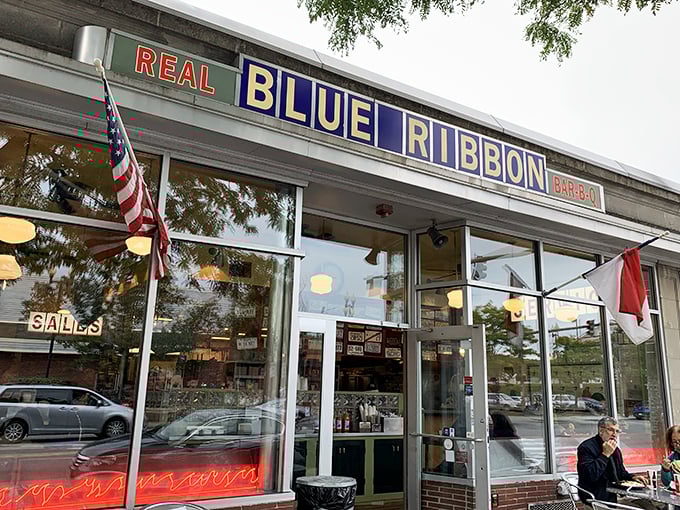 Welcome to BBQ heaven! Blue Ribbon's storefront might be modest, but it's like a beacon of smoky goodness calling all meat lovers home.