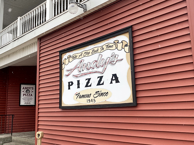 A slice of Americana with a side of pizza! Andy's Pizza's charming exterior promises a feast for both the eyes and the taste buds.