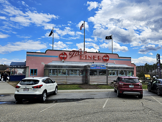 Step back in time! The Tilt'n Diner's pink facade and chrome trim are like a '50s Cadillac you can eat in.