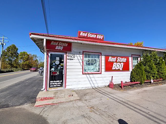 Red State BBQ: Where the exterior is as bold as the flavors inside. This little roadside gem is like finding a ruby in a haystack &ndash; if the haystack was delicious.