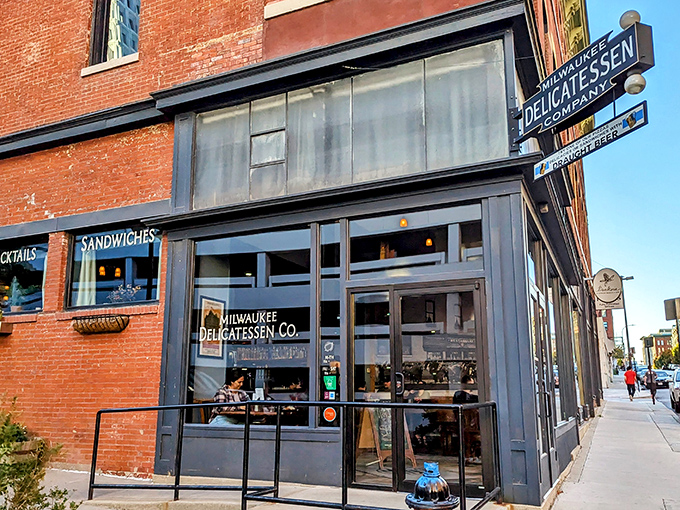 A beacon of deliciousness in the urban jungle! Milwaukee Delicatessen Company's storefront promises a culinary adventure that'll make your taste buds dance.