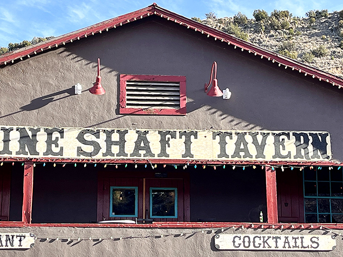 Welcome to flavor town! The Mine Shaft Tavern's rustic exterior promises a culinary adventure that'll make your taste buds do a happy dance.