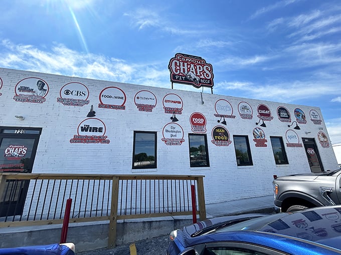 Welcome to flavor town! Chaps Pit Beef's exterior is a billboard of culinary acclaim, proving that sometimes the best things come in unassuming packages.