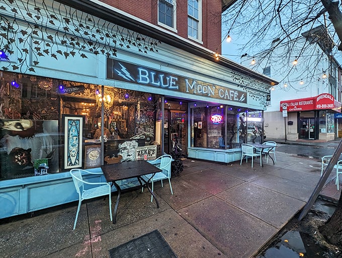 A blue moon rises in Baltimore! This charming fa&ccedil;ade isn't just eye candy&mdash;it's your portal to breakfast nirvana.