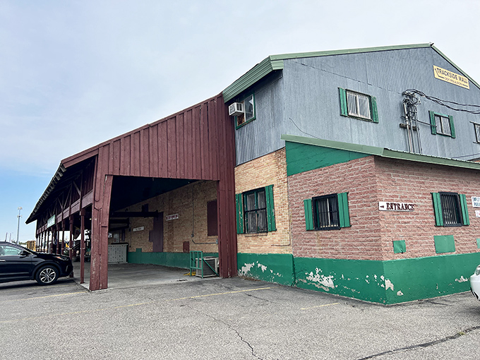 Welcome to the Trackside Mall, where time travel is just a step away! This rustic exterior houses a world of wonders that would make Doc Brown's DeLorean jealous.
