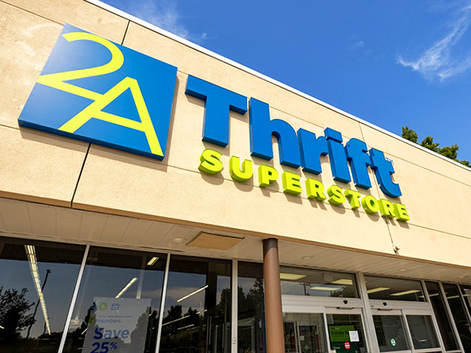 The iconic blue and yellow sign beckons like a siren call to bargain hunters. 2nd Ave Thrift Superstore isn't just big—it's Pennsylvania-sized enormous.
