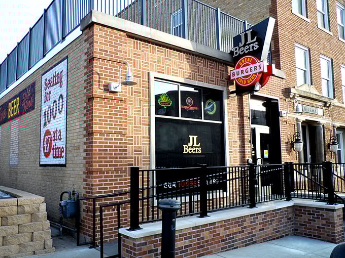 Welcome to burger paradise! JL Beers' brick facade may look unassuming, but inside lies a world of meaty marvels and hoppy delights.