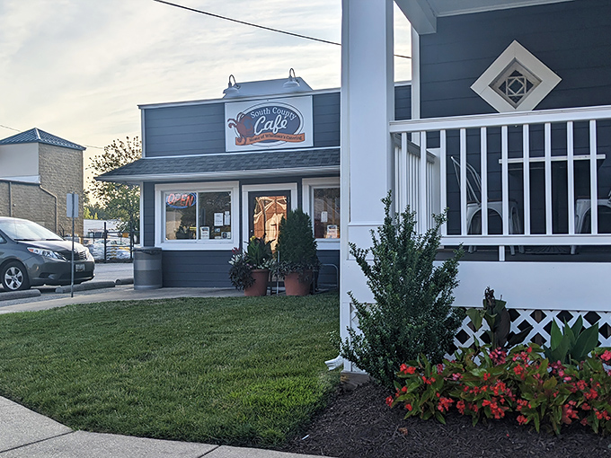 A slice of coastal charm! South County Cafe's blue exterior is as inviting as a perfect summer day on the Chesapeake Bay.