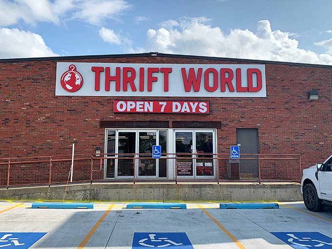 Welcome to Thrift World, where bargain hunting meets time travel! This brick behemoth promises treasures from every era, all under one roof.