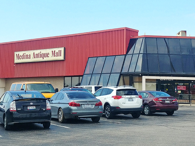 Welcome to the time machine! Medina Antique Mall's exterior promises a journey through decades of American nostalgia.