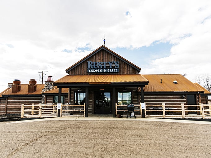 Rusty's Saloon & Grill: Where the Wild West meets Midwest charm. This rustic exterior promises a dining adventure that'll have you saying "Yee-haw!" to flavor.