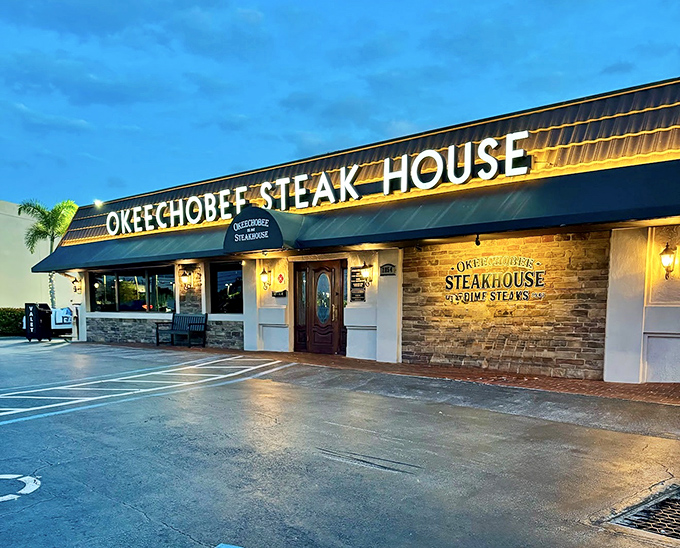 The unassuming exterior of Okeechobee Steak House belies the culinary treasures within. Florida's oldest steakhouse has been quietly dominating the beef scene since 1947.