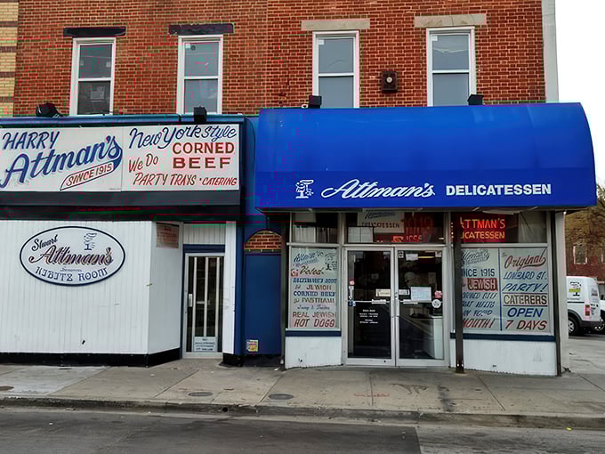 That iconic blue awning isn't just a sign&mdash;it's a beacon for sandwich lovers, promising a century-old tradition of deliciousness waiting inside.