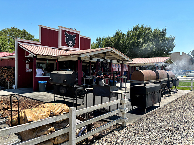 Welcome to BBQ paradise! Copper Top BBQ's charming exterior promises smoky delights and mountain views that'll make your taste buds sing and your Instagram followers drool.