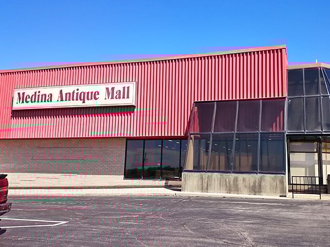 Welcome to the time machine! Medina Antique Mall's exterior promises a journey through decades of American nostalgia.