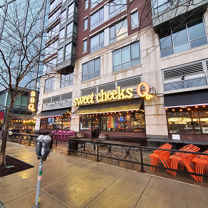The unmistakable pink "Q" beckons barbecue pilgrims to this Fenway-area sanctuary where wood barrels outside hint at the smoky treasures within.