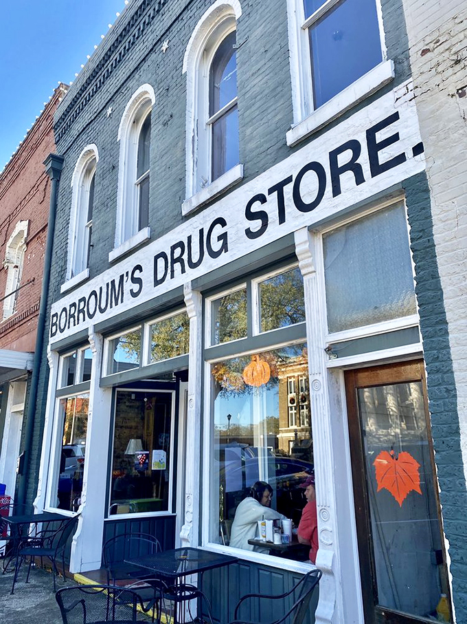 Step back in time! Borroum's Drug Store looks like it was plucked straight out of a Norman Rockwell painting, promising nostalgic charm and classic American treats.