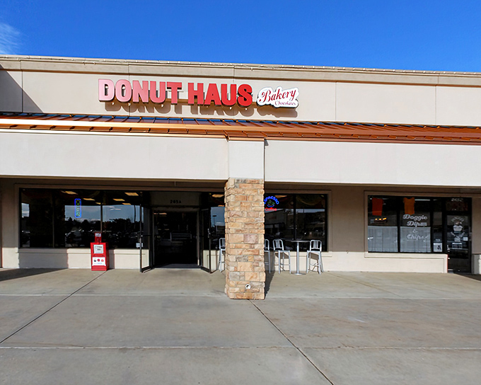 Welcome to donut paradise! Donut Haus beckons with its unassuming charm, promising sweet delights within its humble exterior.