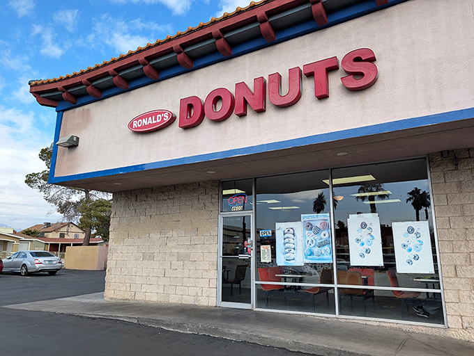 Welcome to donut nirvana! Ronald's Donuts stands proud, a beacon of sugary salvation in the Las Vegas desert.