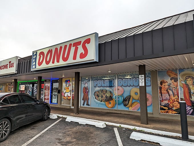 Welcome to donut paradise! Polar Donuts' storefront is like a beacon of sugary hope in the urban landscape.