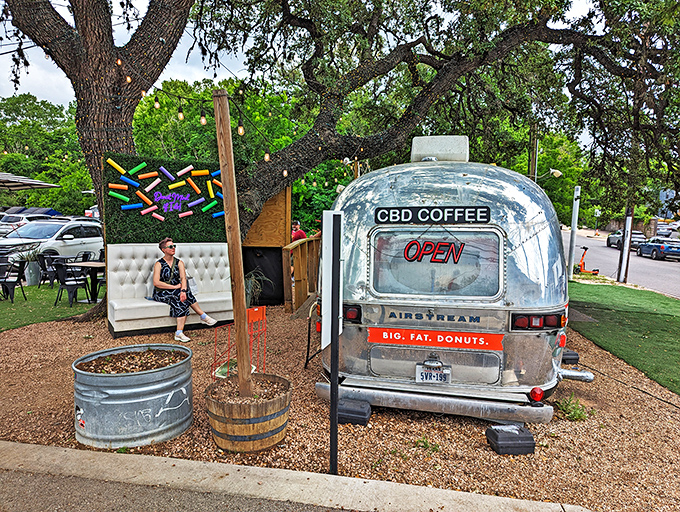 Welcome to donut nirvana! Gourdough's Airstream trailer gleams like a silver bullet of deliciousness, ready to take aim at your willpower.