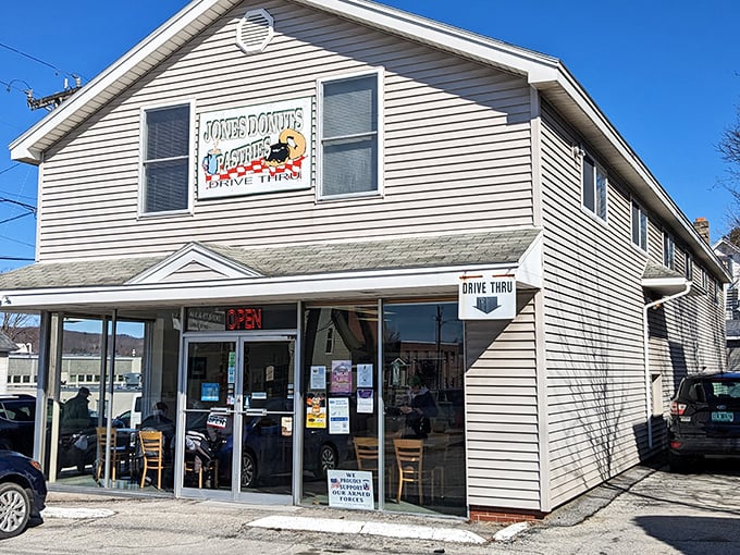 Welcome to donut paradise! Jones Donuts & Bakery's unassuming exterior hides a world of sugary delights, proving you should never judge a book by its cover &ndash; or a bakery by its siding.