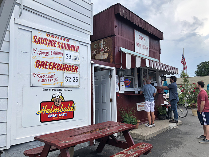 Step back in time at Gus's Hotdogs! This charming red shack is serving up slices of Americana with a side of nostalgia.