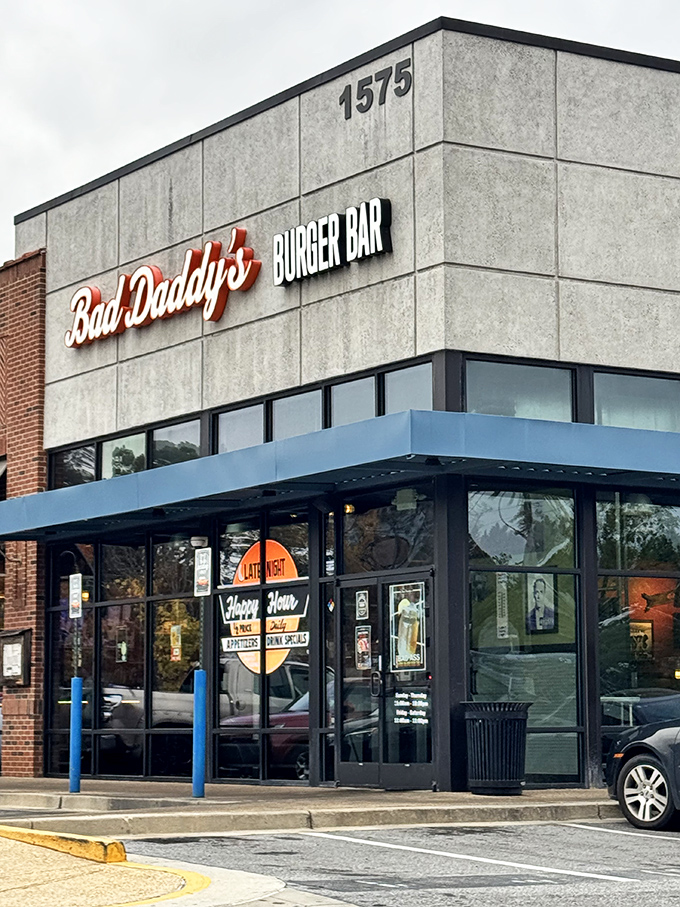 Welcome to burger paradise! Bad Daddy's exterior promises a feast for the senses, with its bold signage beckoning hungry patrons like a siren's call to sailors.