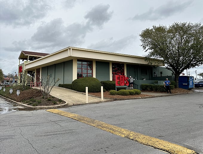 A burger joint that's more inviting than your favorite aunt's house! Ed's exterior beckons like a portal to comfort food paradise.