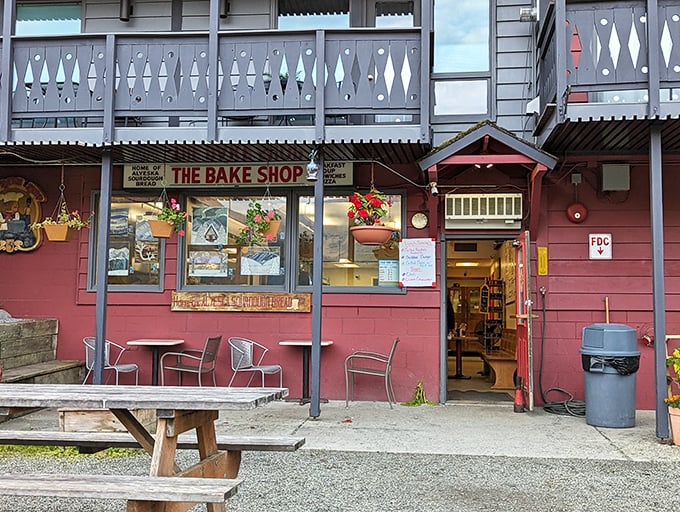 A feast for the eyes and the stomach! The Bake Shop's exterior is as inviting as grandma's kitchen, with a splash of Alaskan charm.