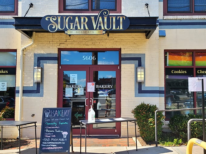 Welcome to Sugar Vault, where dreams are made of flour and frosting! This charming storefront is like a beacon of sweetness on Baltimore Avenue.