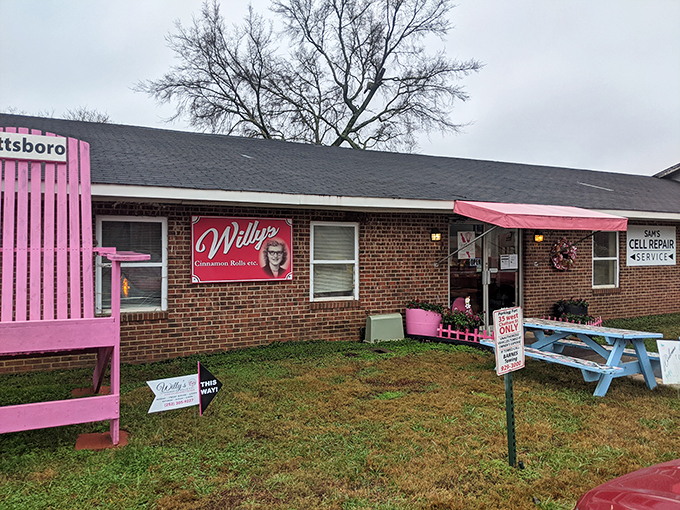 Pink paradise or pastry wonderland? Willy's exterior is a siren call to sweet-toothed travelers, with its cheerful hues and promise of sugary delights.