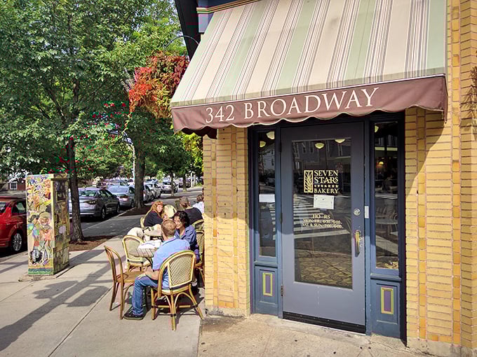 A bakery that's more inviting than your grandma's kitchen (and probably has better bread, too). Seven Stars Bakery beckons with its charming brick facade and promise of carb-laden bliss.