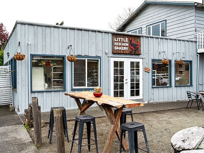 Welcome to carb heaven! The Little Red Hen Bakery's charming exterior promises a feast for the senses and a test for your willpower.