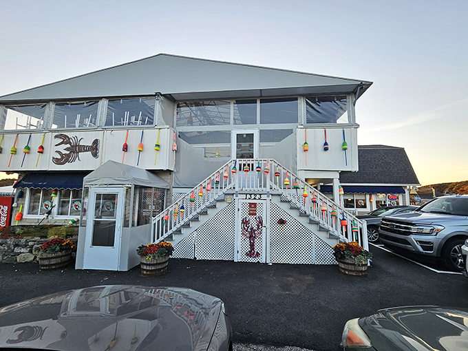 Ahoy, seafood lovers! Petey's beckons with its whimsical buoy-adorned staircase, promising a nautical feast that'll float your boat.