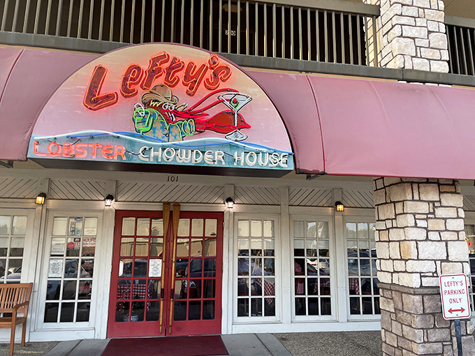 Welcome to Lefty's, where the pink awning is as inviting as a warm hug from your favorite seafood-loving aunt!