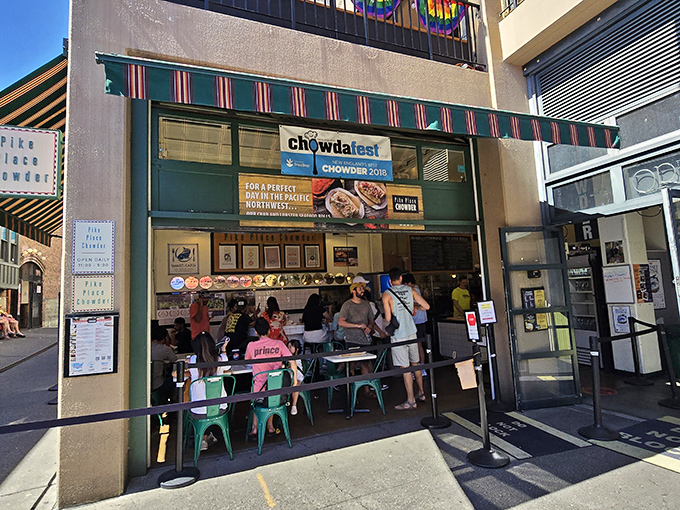 Welcome to chowder paradise! This unassuming storefront hides a world of creamy, dreamy delights that'll make your taste buds do a happy dance.