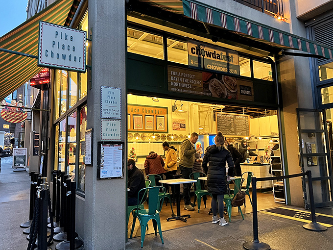 Welcome to chowder paradise! This unassuming storefront hides a world of creamy, dreamy delights that'll make your taste buds do a happy dance. 